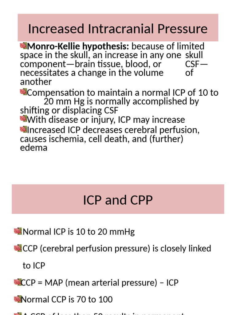 Increased Intracranial Pressure PP | PDF | Medical Specialties | Physiology