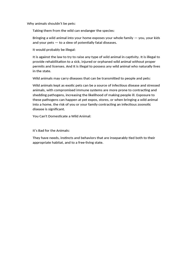 Argument and Debate of Wild Animals | PDF