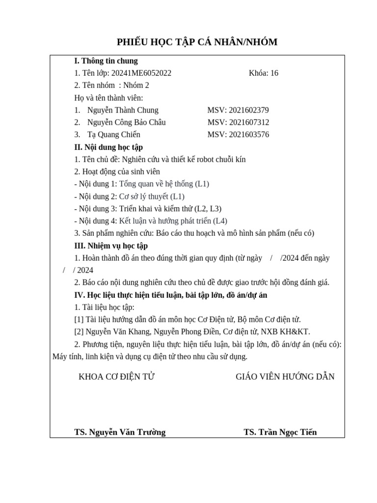 Nhom 2 Robot Chuoi Kin | PDF