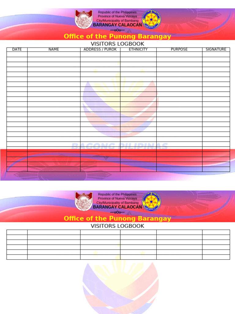 Visitors Logbook | PDF