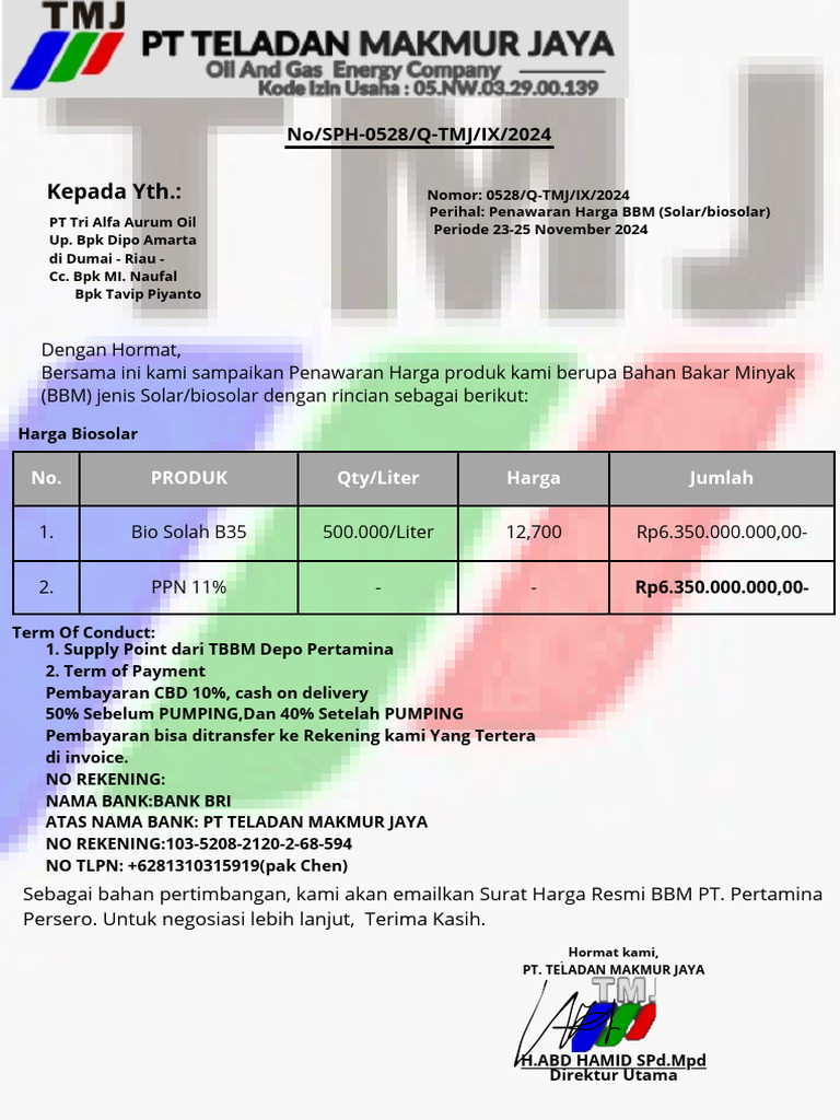 SuratPenawaranharga-TMJ 20241123 211329 0000 | PDF