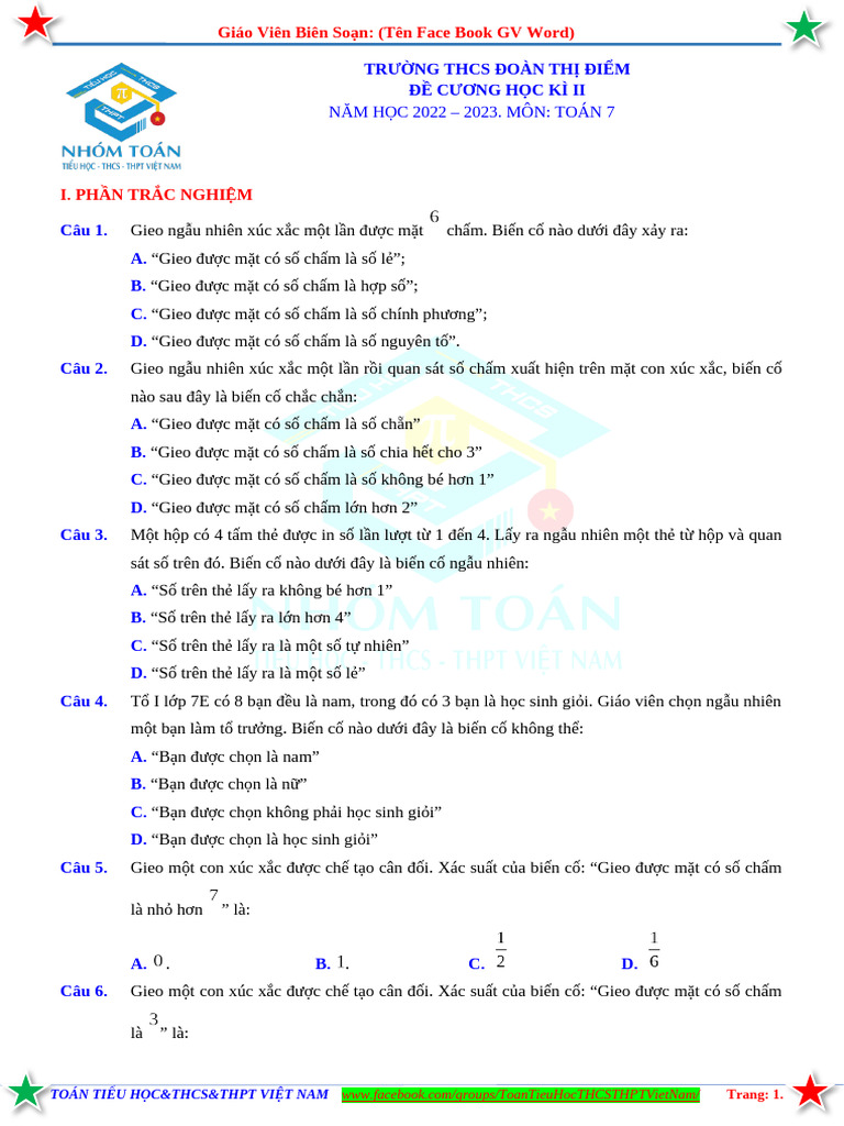 DC HK2 T7 22 23 Doan Thi Diem | PDF
