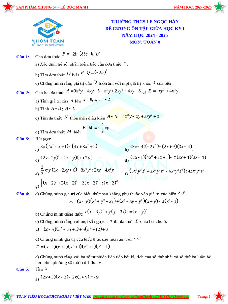 DC TOAN 8 GK1 24 25 THCS LÊ NGỌC HÂN ĐỀ SPC4 LDMANH | PDF