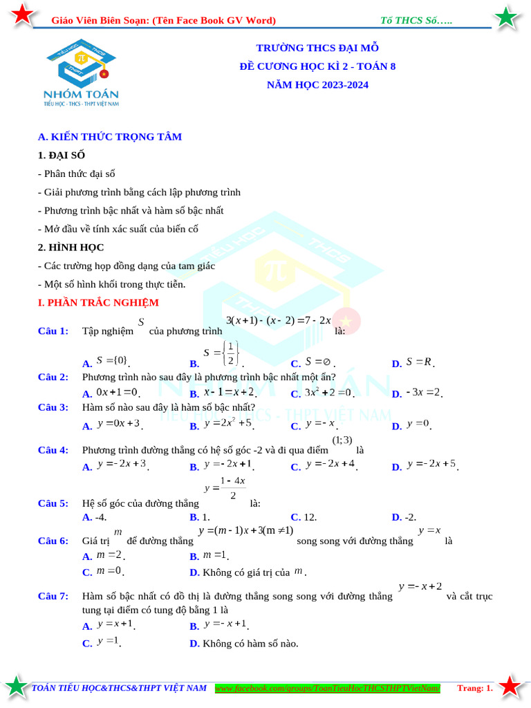 DC Toan 8 Hkii THSC Đ I M 2023 2024 File de | PDF