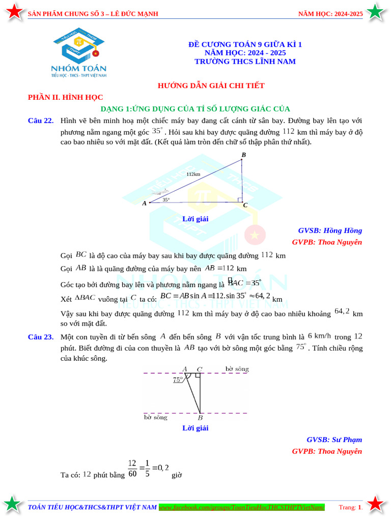 DC TOAN 9 GK1 24 25 THCS LINH NAM HDG PHẦN IIIII SPC3 LDMANH | PDF