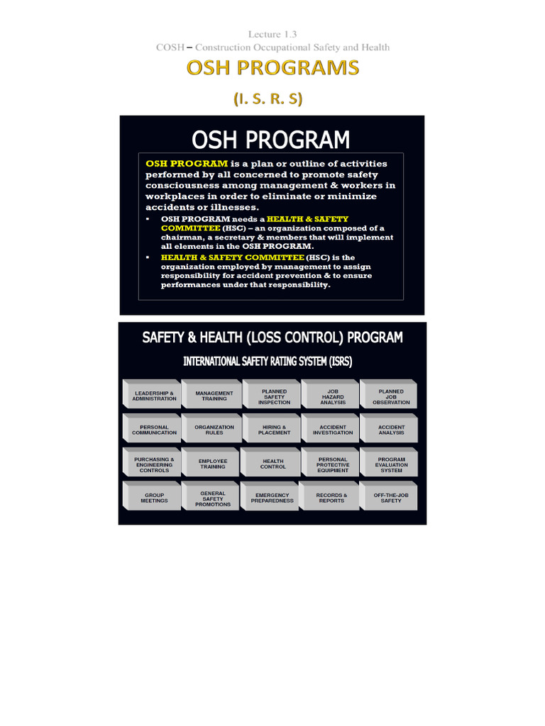 COSH Lecture 1.3pdf | PDF