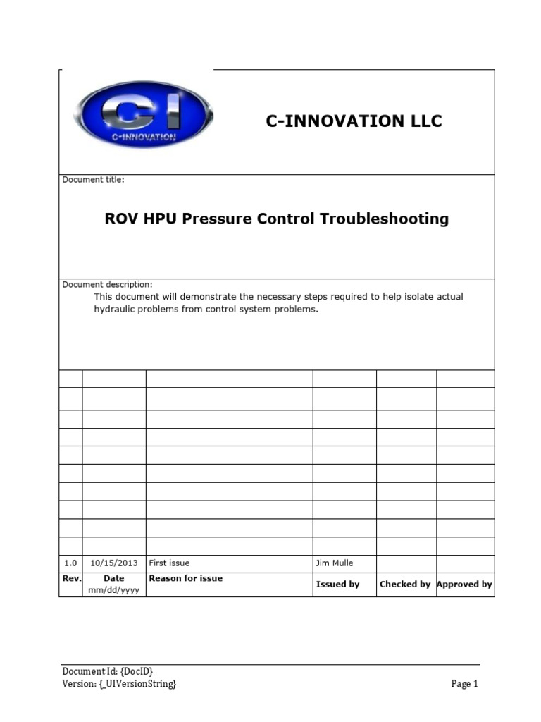ROV HPU Pressure Control Guide | PDF | Valve | Troubleshooting