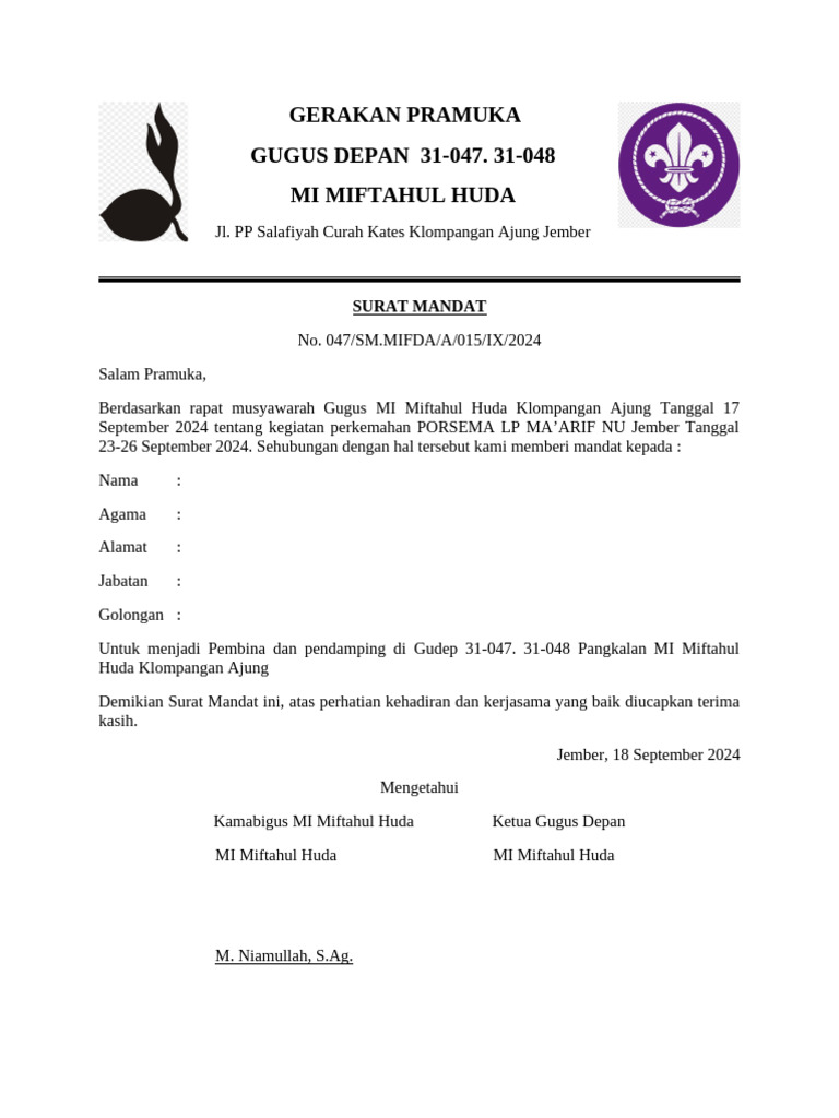 Surat Mandat Pramuka | PDF