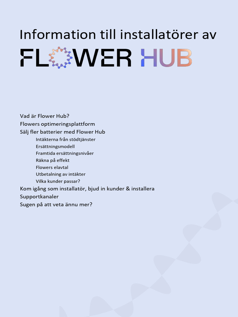 Information Till Installatorer Av Flower Hub | PDF