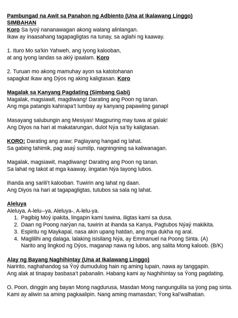 MGA-AWIT-SA-ADBIENT S Simbahan | PDF