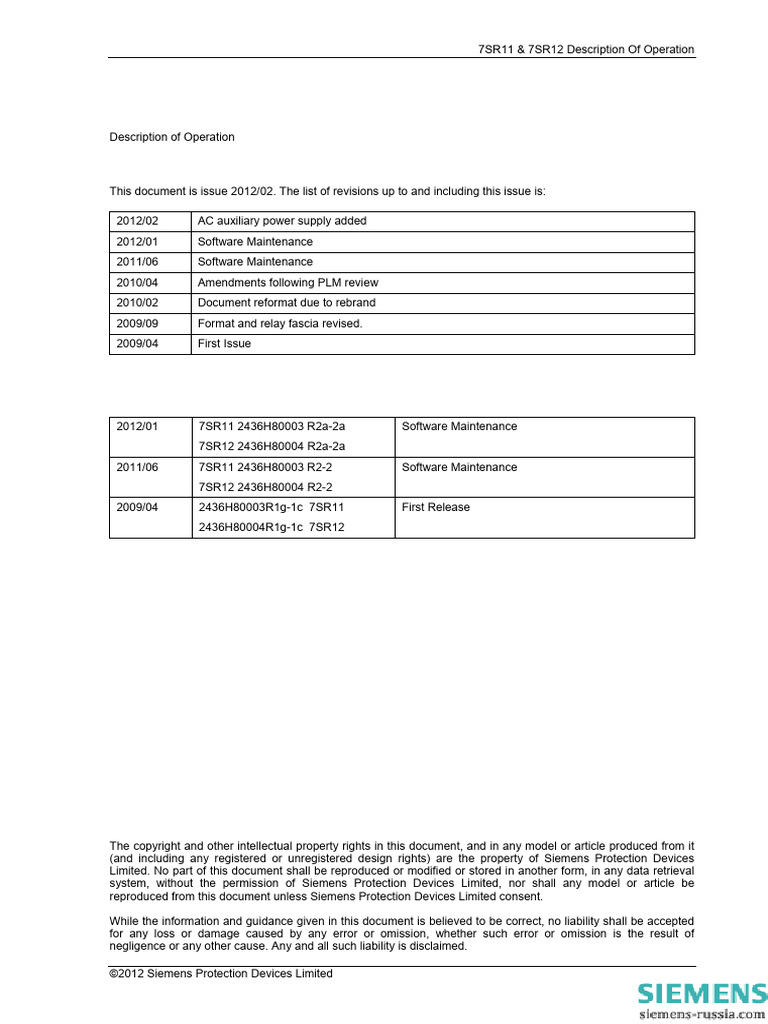 7SR11 and 7SR12 - Argus Technical Manual Chapter 01 Description of ...