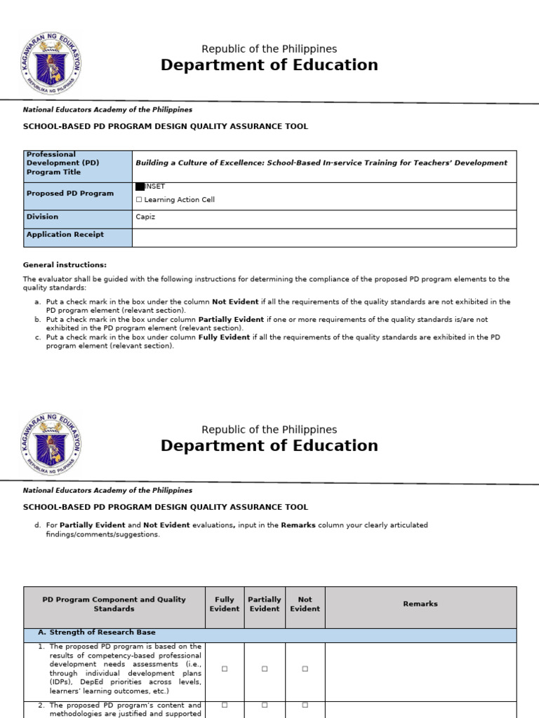 Teacher PD Program Evaluation Tool | PDF | Learning | Educational Assessment