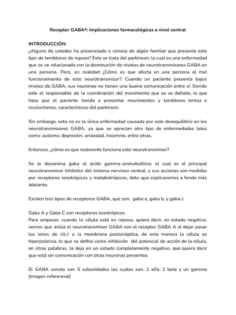 Gaba | PDF | Sinapsis | Neurotransmisor