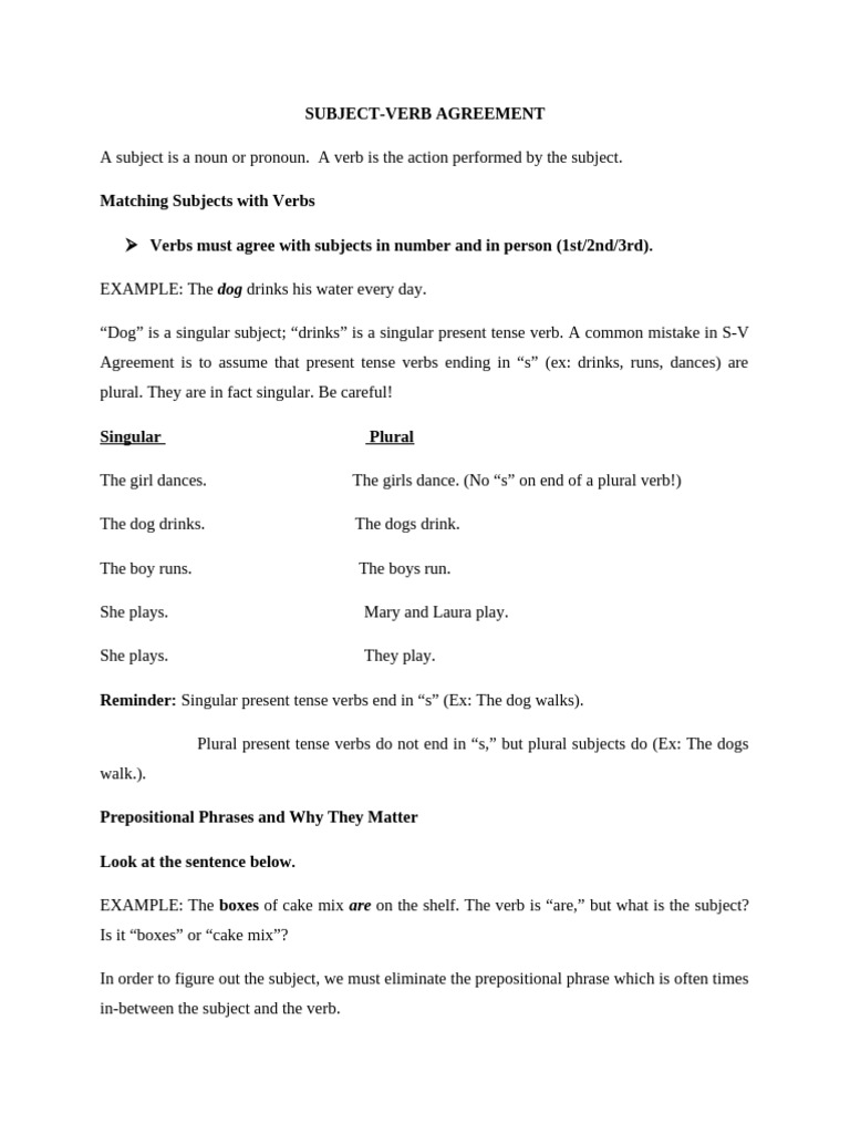 Subject-Verb Agreement Explained | PDF | Subject (Grammar) | Verb