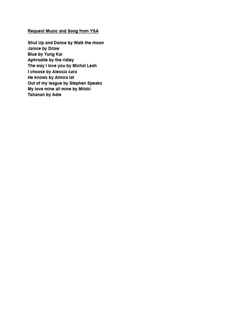 Request Music and Song From YSA | PDF