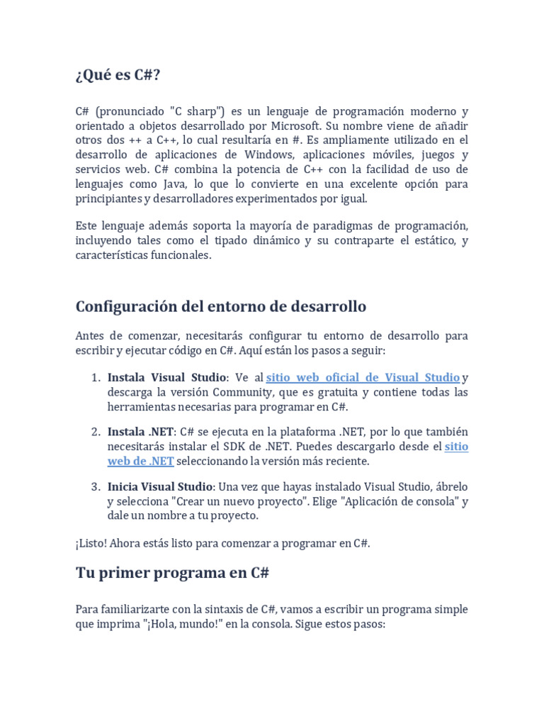 Qué Es C | PDF | C Sharp (lenguaje de programación) | .NET Framework
