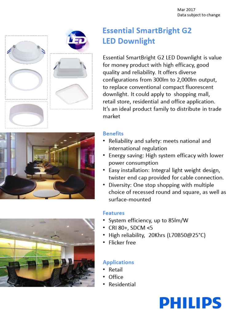 Philips Essential SmartBright LED Downlight G2 - DN027B (C) Ver | PDF ...