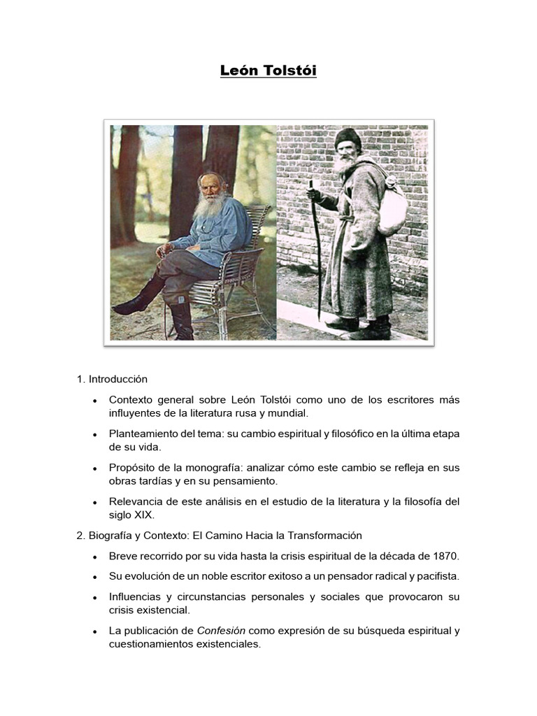 Monografia León Tolstói | PDF | Leo Tolstoy | Anarquismo