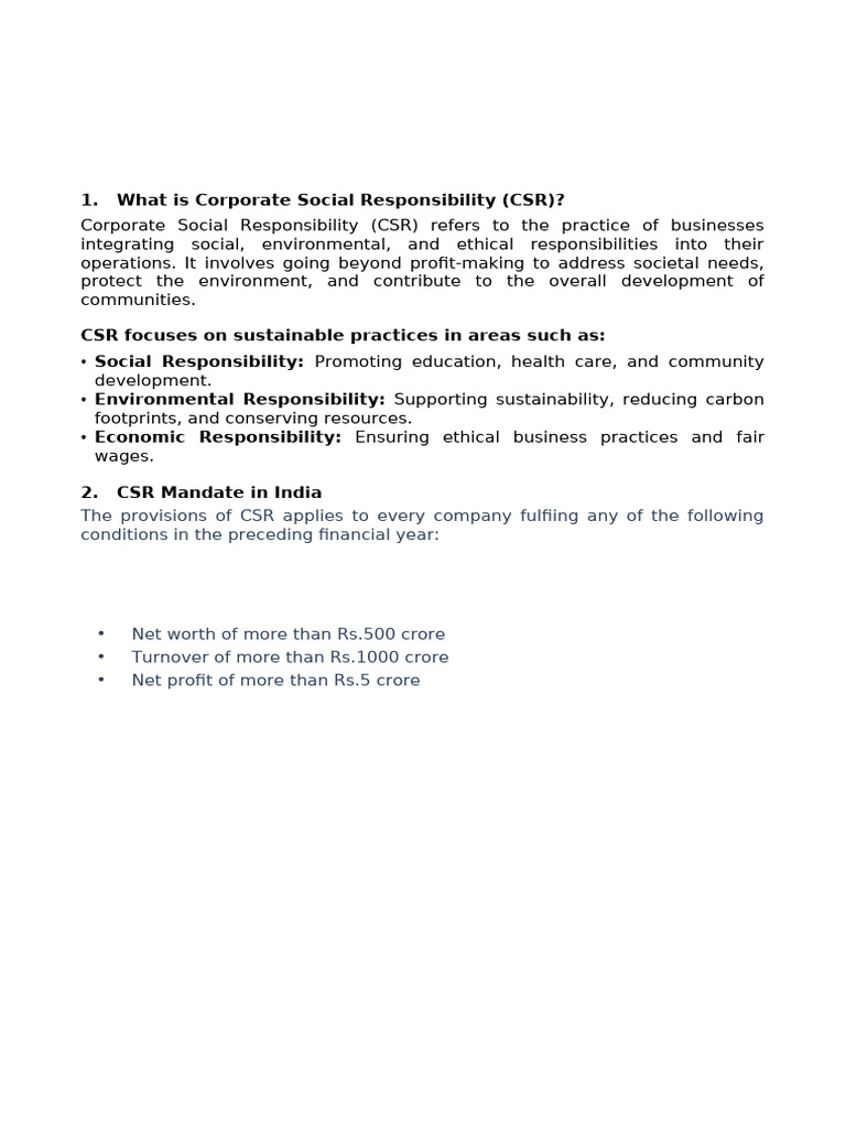 What Is Corporate Social Responsibility (CSR) ? | PDF | Corporate ...