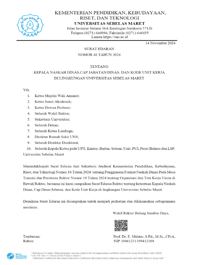 Surat Edaran Tentang Naskah Dinas | PDF