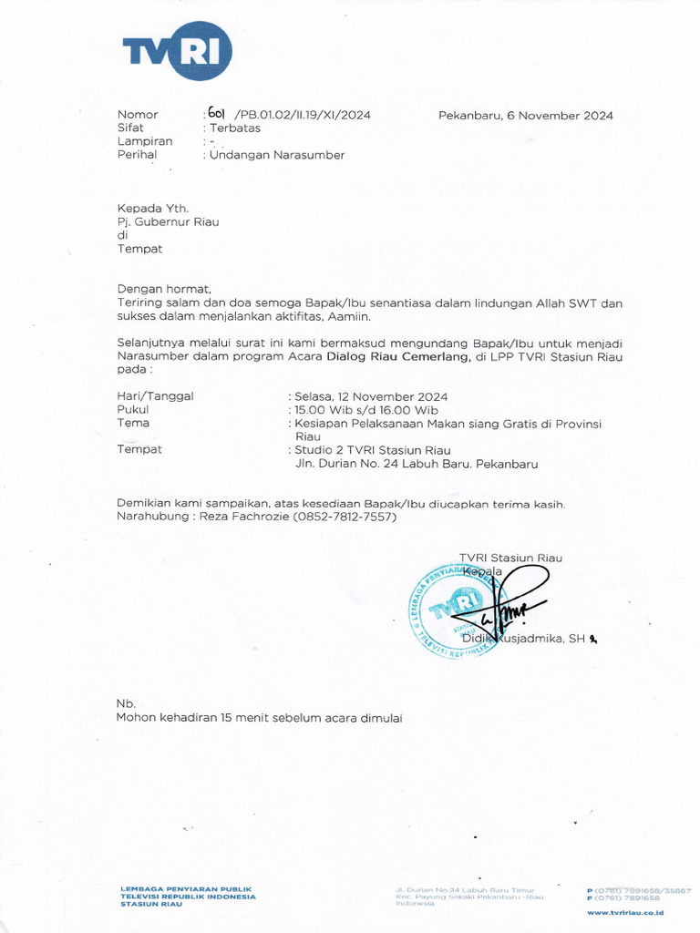 601 PJ - Gubernur Riau | PDF