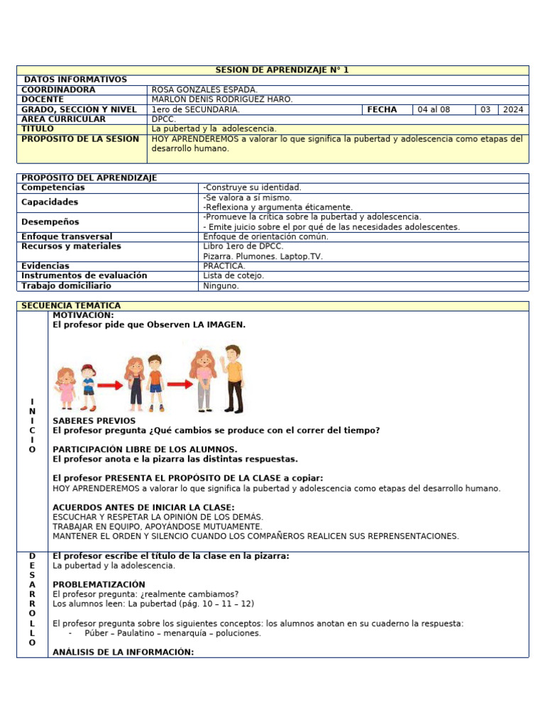 1ero Sec. DPCC | PDF | Evaluación | Maestros