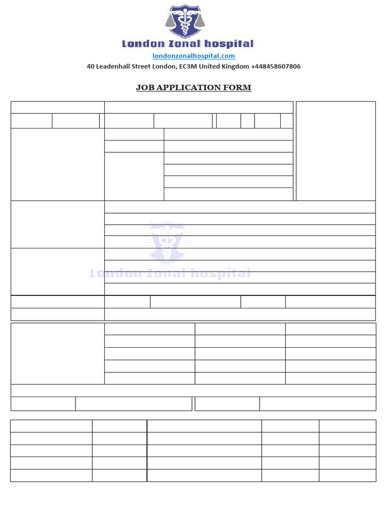 The Zonal Hospital Application Form | PDF