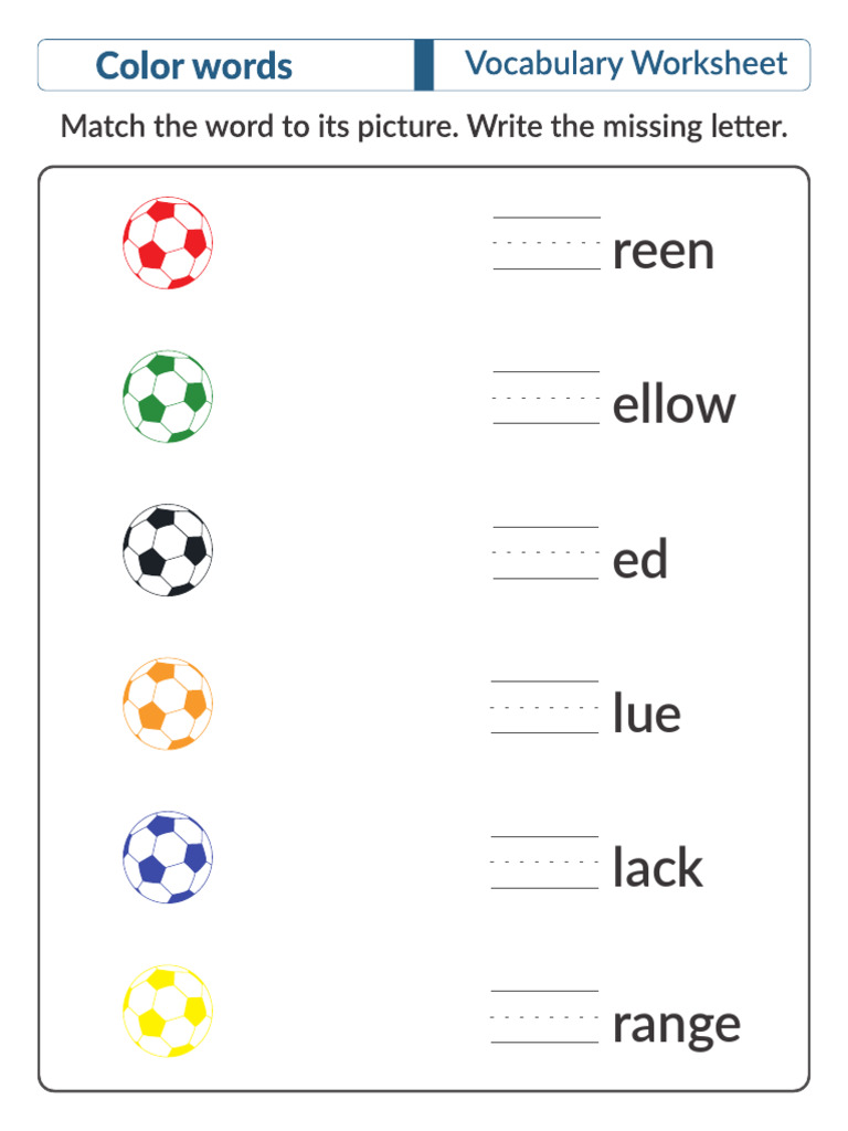 Kindergarten Vocabulary | PDF | Color | Blue