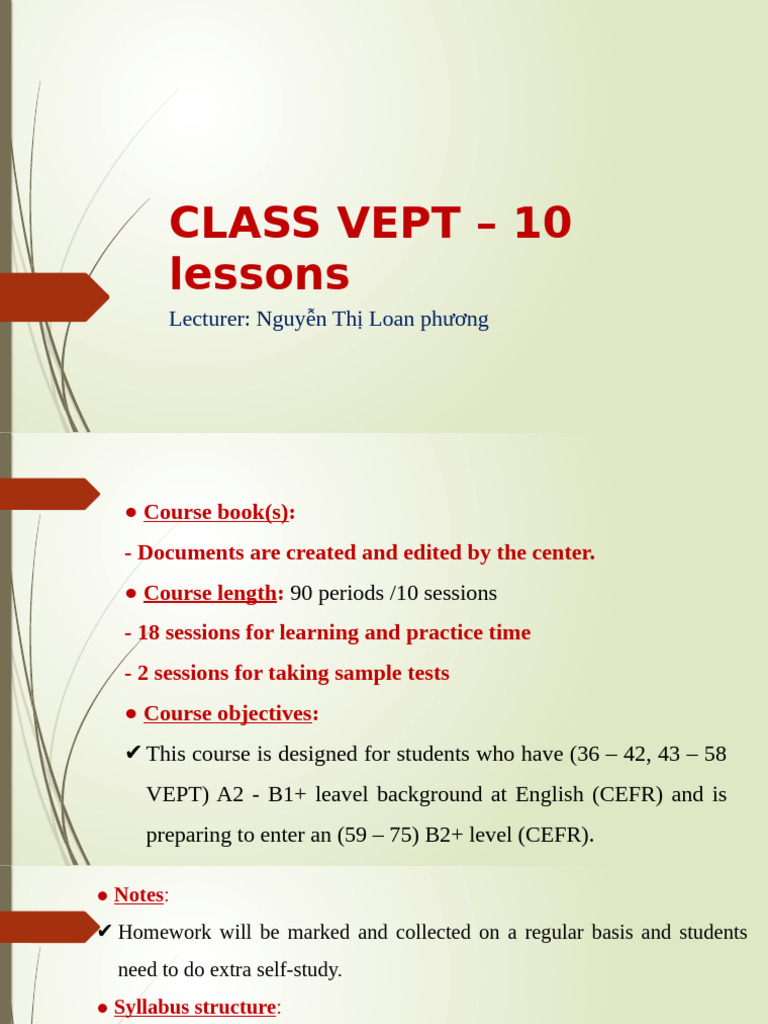 Class Vept - 10 Lessons | PDF