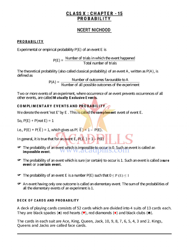 Probability NCERT NICHOOD - 13 | PDF