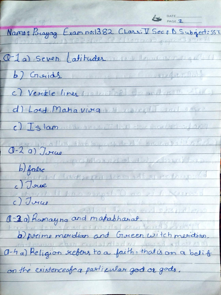 Exam No 1382 - Prayag - V - D - SST Exam | PDF