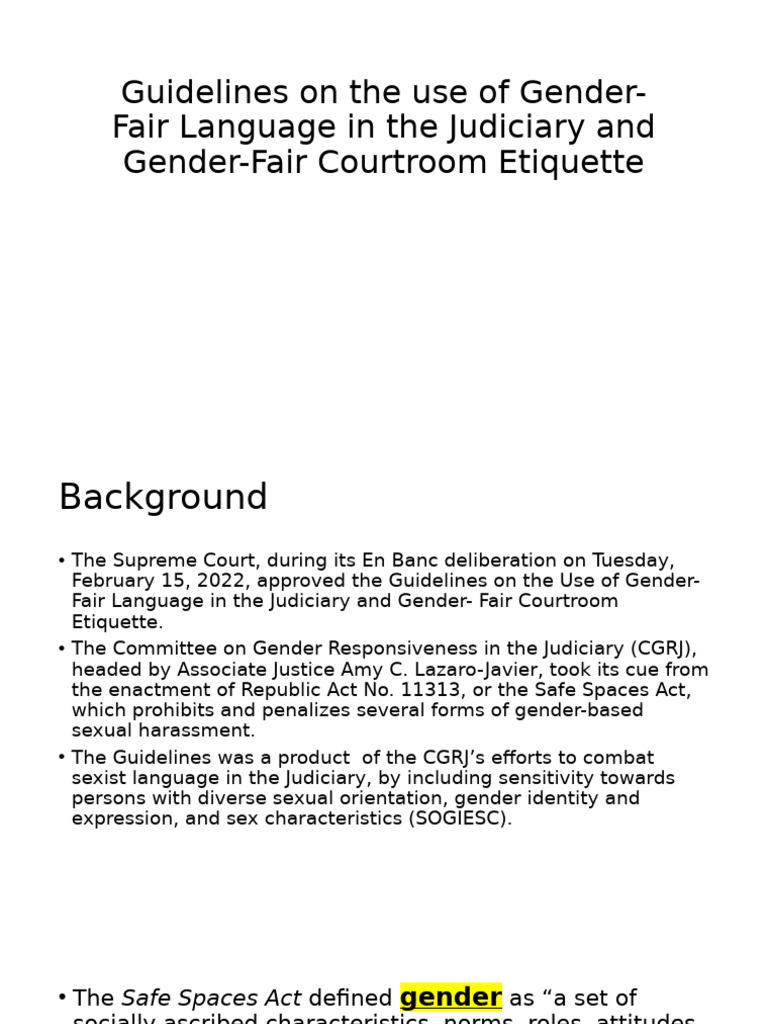 Guidelines On The Use of Gender-Fair Language in The Judiciary and ...