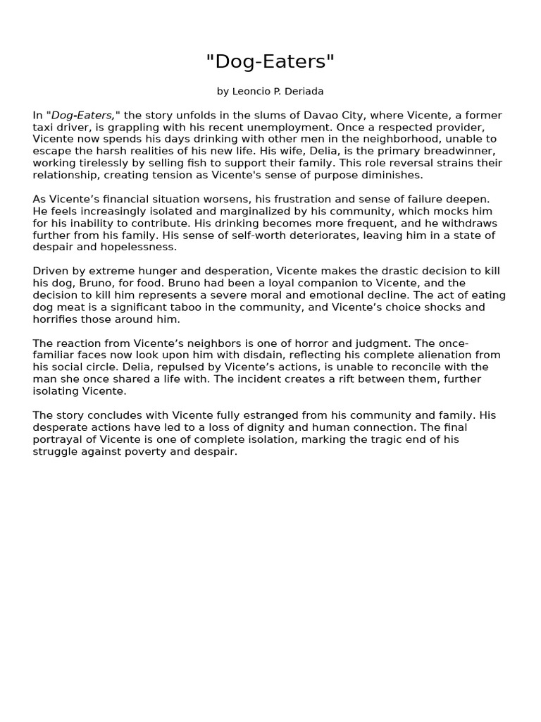 LITERARY TEXT - Dog - Eaters - by - Leoncio - Deriada | PDF