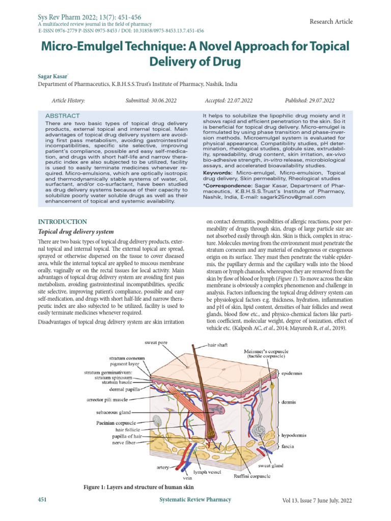 Microemulgel Technique A Novel Approach For Topical Delivery of Drug ...