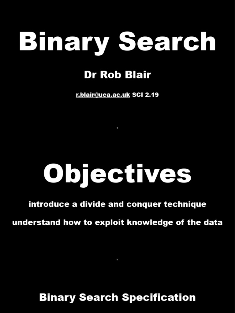 2 Wk10 Binary - Search - Lecture | PDF | Computer Science | Software Engineering