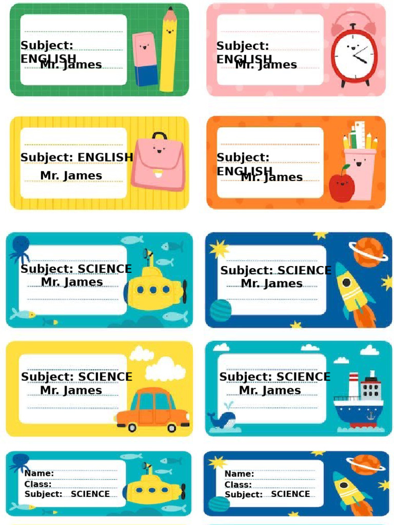 Notebook Labels | PDF