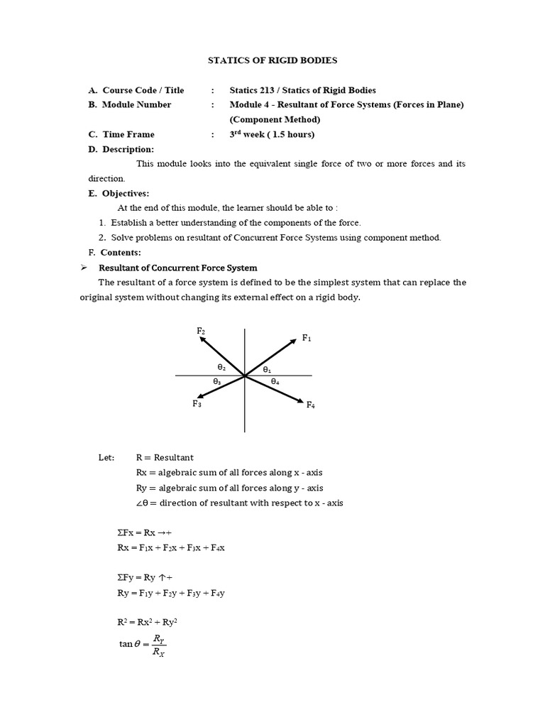 MODULE-04-STATICS-213 | PDF | Force | Mathematics
