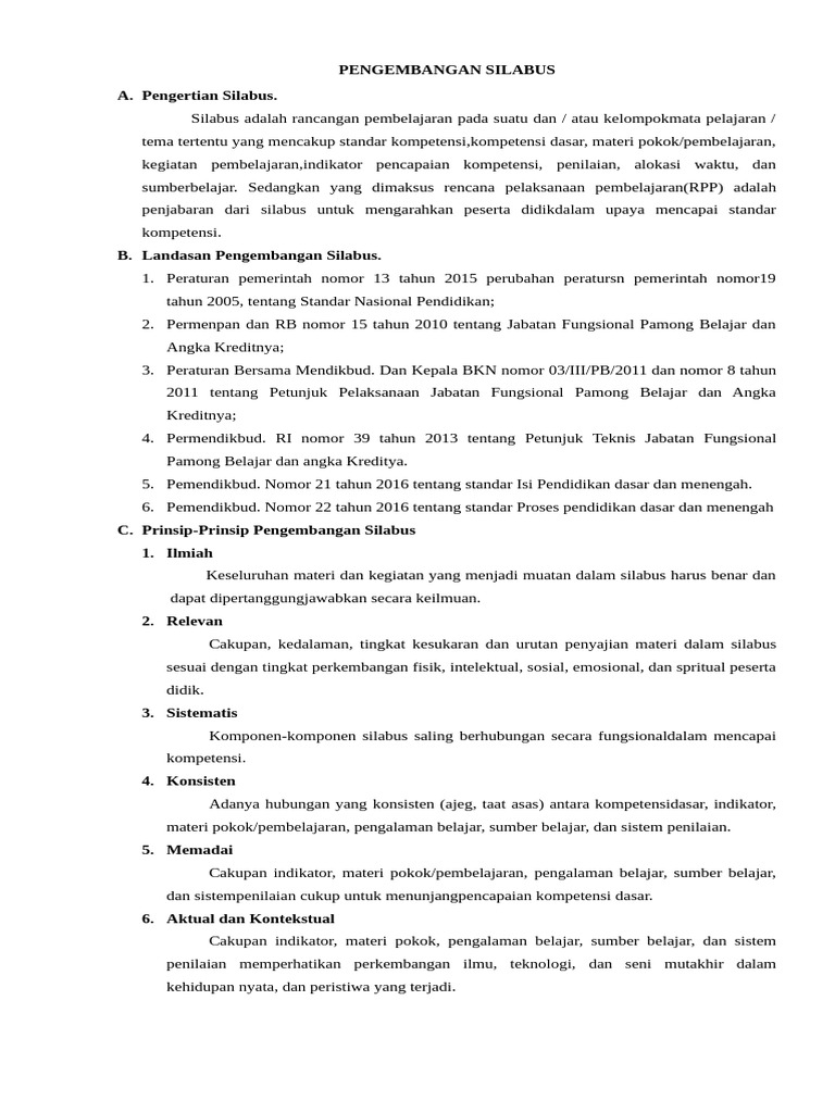 PENGEMBANGAN SILABUS Edit | PDF