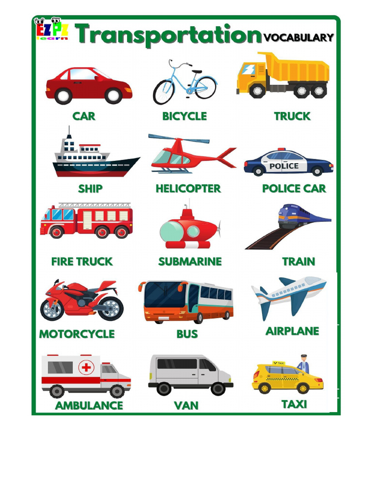 1ro Vehicles Vocabulary | PDF