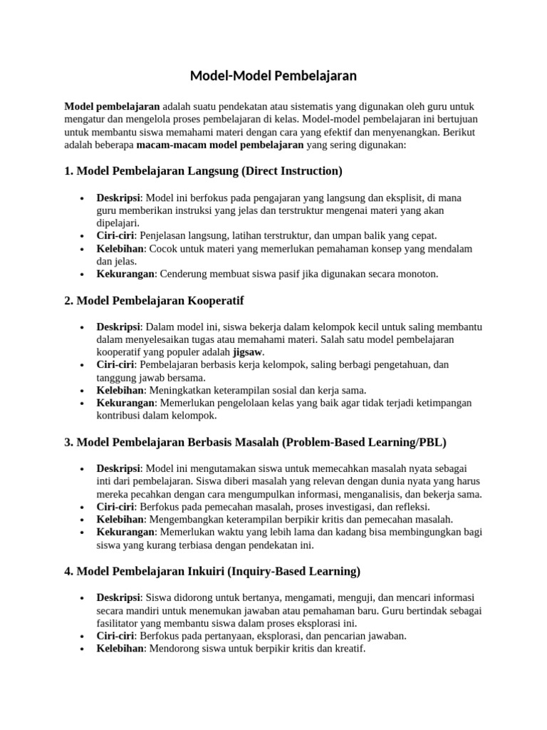 Model Pembelajaran | PDF