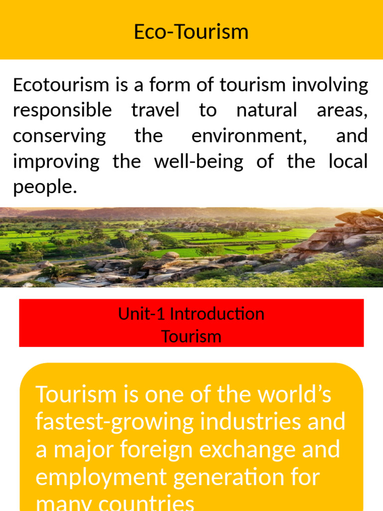 Unit-1 and 2 PPT For Eco-Tourism | PDF | Ecosystem | Tourism