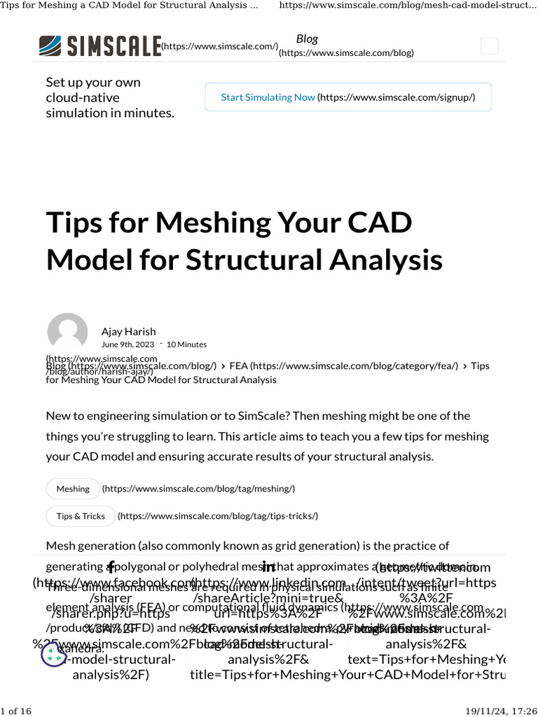 Tips For Meshing A CAD Model For Structural Analysis SimScale | PDF | Finite Element Method ...