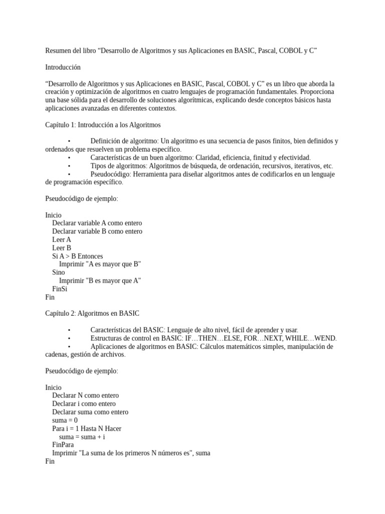 Resumen Libro | PDF | Algoritmos | Básico