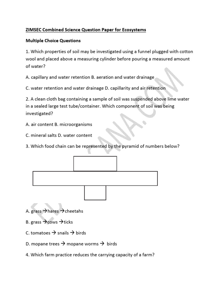 ZIMSEC O Level Combined Science Exam Paper | PDF
