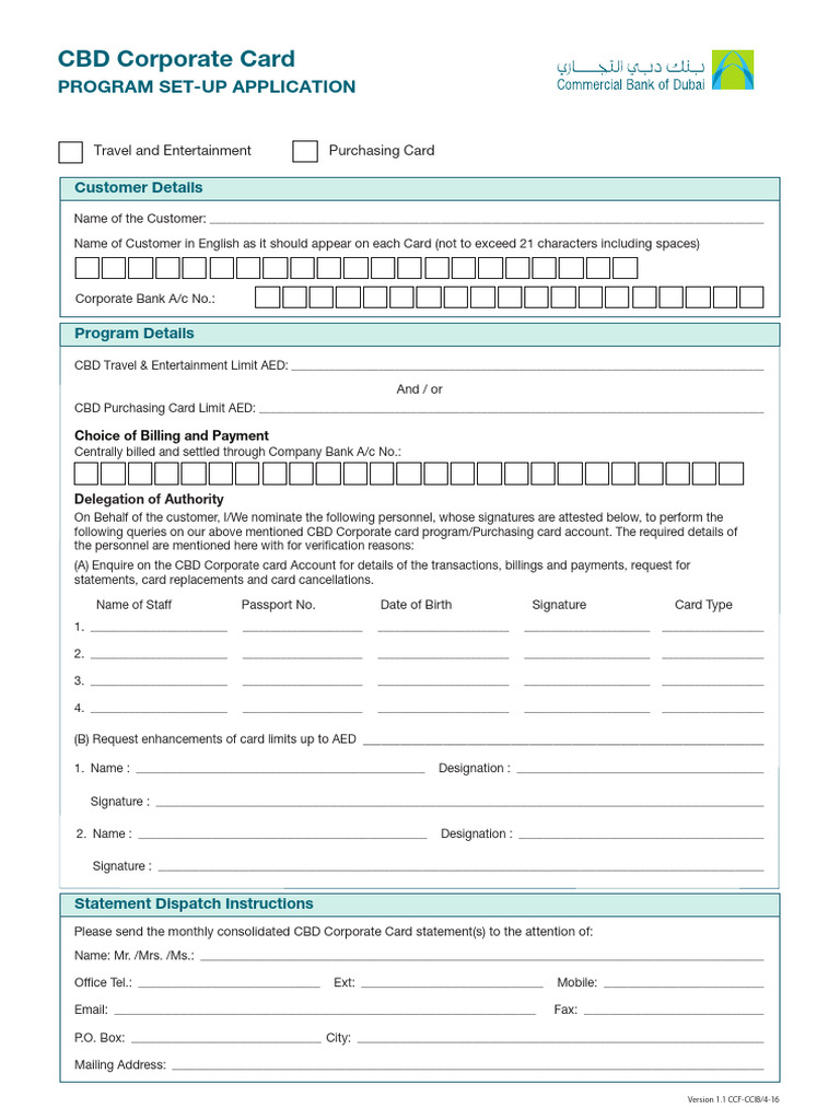 Corporate Card Program Set Up Form 2022 | PDF | Banks