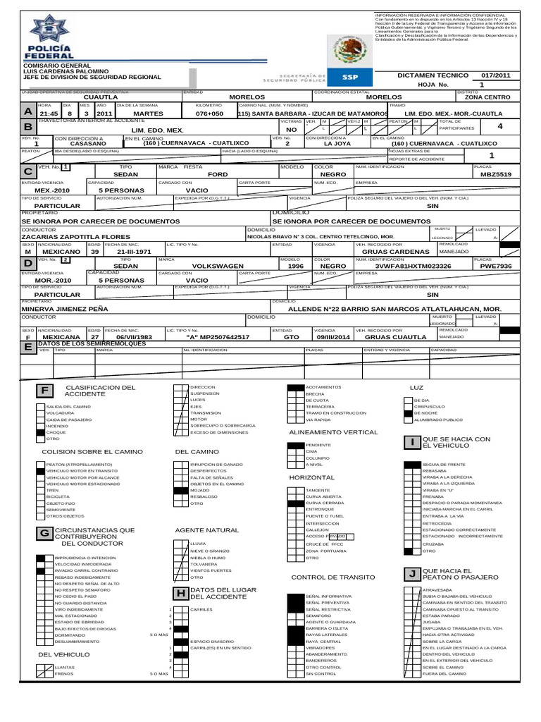 Informe de Accidente en Cuautla | PDF | Transporte | Vehículos