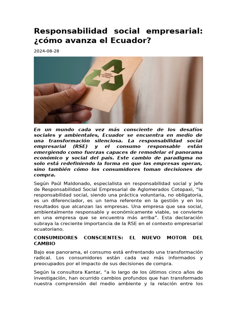 Responsabilidad Social Empresarial | PDF | Responsabilidad social corporativa | Sustentabilidad