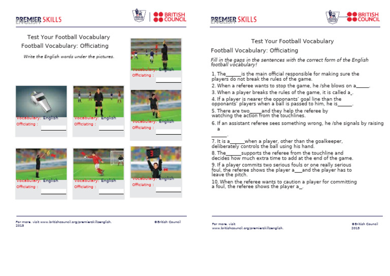 Officiatingvocabularytask Ok | PDF | Association Football | Sports ...