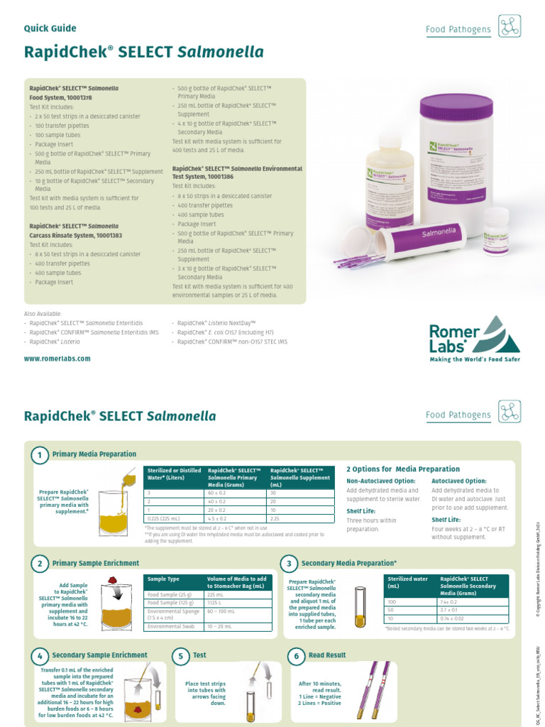 Guide RapidChek SELECT Salmonella | PDF | Microbiology