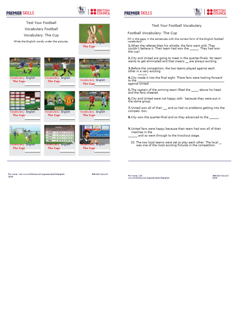 Football Vocabulary Quiz: The Cup | PDF | Vocabulary | Association Football